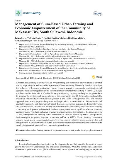 Management of Slum-Based Urban Farming and Economic Empowerment of the ...