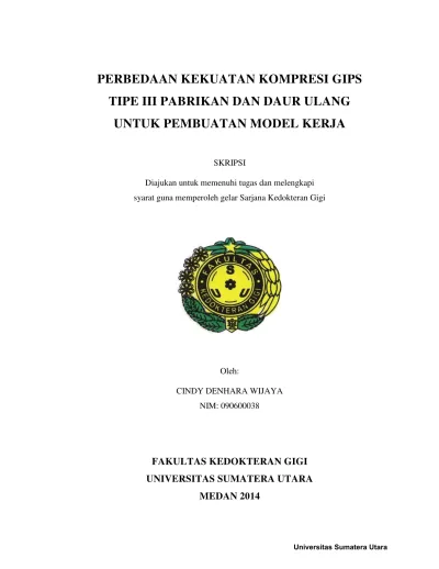 Perbedaan kekuatan kompresi gips Tipe iii pabrikan dan daur ulang Untuk ...