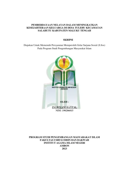 Pemberdayaan Nelayan dalam Meningkatkan Kesejahteraan Keluarga di Desa ...