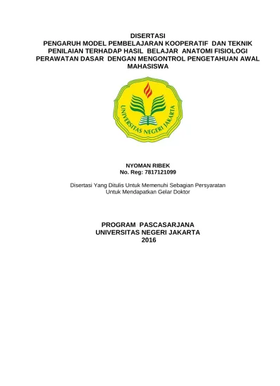 DISERTASI PENGARUH MODEL PEMBELAJARAN KOOPERATIF DAN TEKNIK PENILAIAN ...