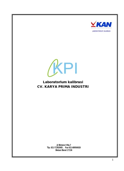 Laboratorium kalibrasi CV. KARYA PRIMA INDUSTRI