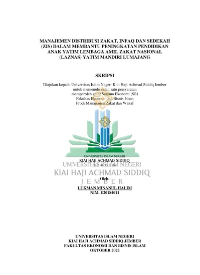 manajemen distribusi zakat, infaq dan sedekah
