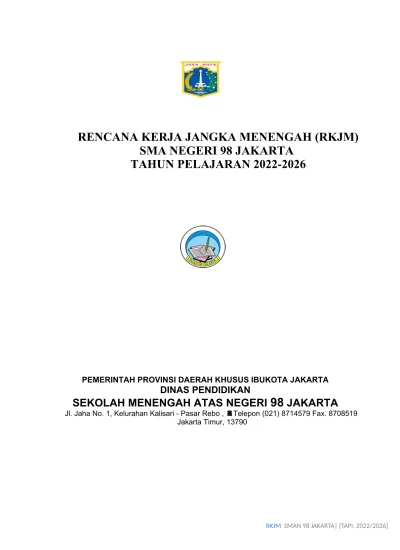 Rencana Kerja Jangka Menengah (RKJM) SMAN 98 Jakarta 2022-2026