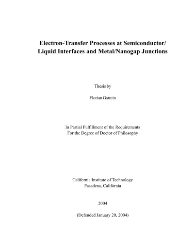 Electron-Transfer Processes at Semiconductor/ Liquid Interfaces and ...