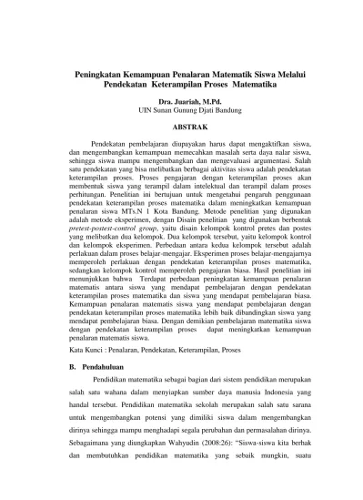 Peningkatan Kemampuan Penalaran Matematik Siswa Melalui Pendekatan ...