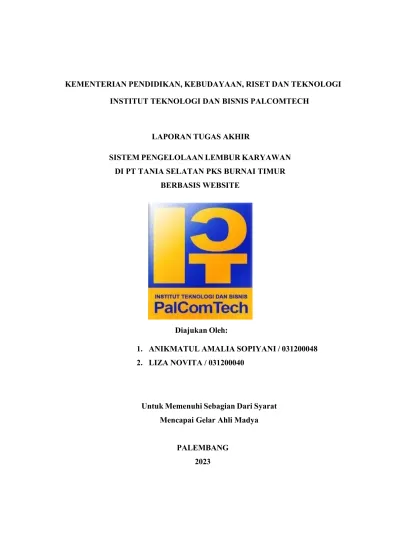 Sistem Pengurusan Lembur Pekerja Berasaskan Laman Web di PT Tania ...