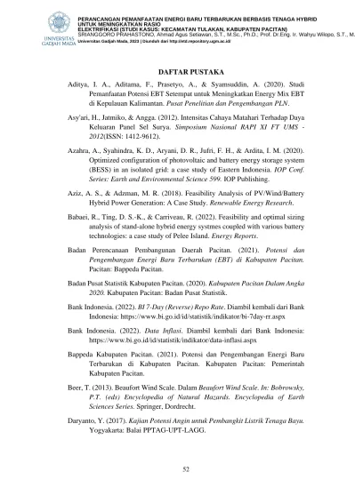 Daftar Pustaka Pemanfaatan Energi Baru Terbarukan (EBT) di Kepulauan ...