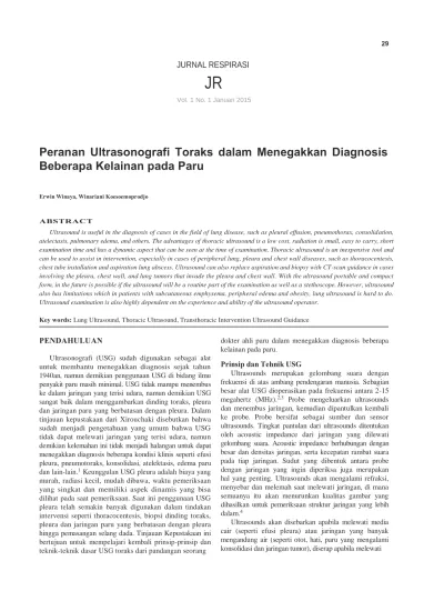 Peran Ultrasonografi Toraks dalam Penegakan Diagnosis Kelainan Paru
