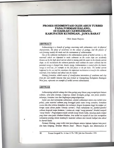 Proses Sedimentasi Oleh Arus Turbid pada Formasi Halang, di Daerah ...