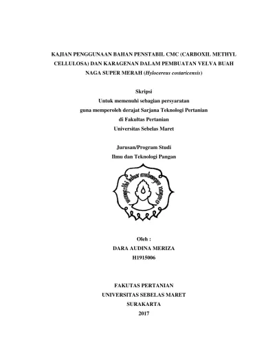 Kajian Penggunaan Penstabil CMC (Carboxil Methyl Cellulosa) dan ...