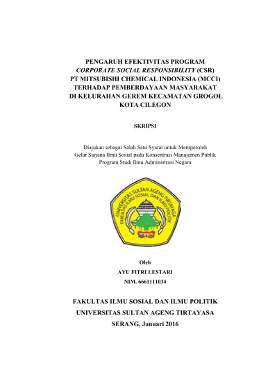 PENGARUH EFEKTIVITAS PROGRAM CORPORATE SOCIAL RESPONSIBILITY (CSR) PT ...