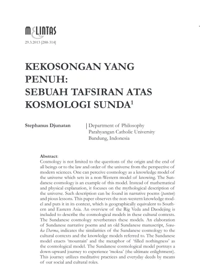 Kekosongan yang Penuh: Sebuah Tafsiran atas Kosmologi Sunda
