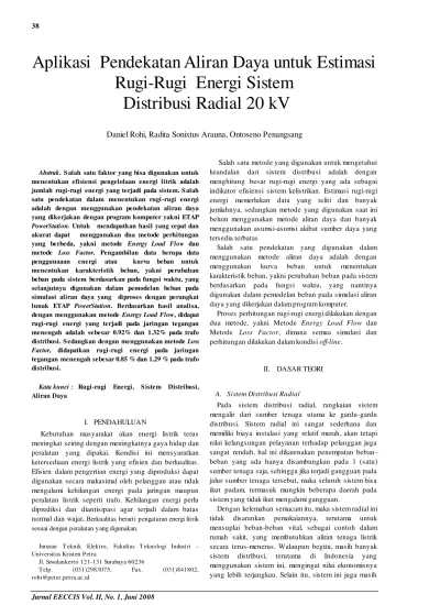 Aplikasi Pendekatan Aliran Daya untuk Estimasi Rugi-Rugi Energi Sistem ...