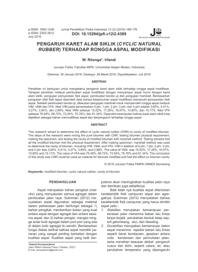 Pengaruh Karet Alam Siklik (Cyclic Natural Rubber) Terhadap Rongga ...