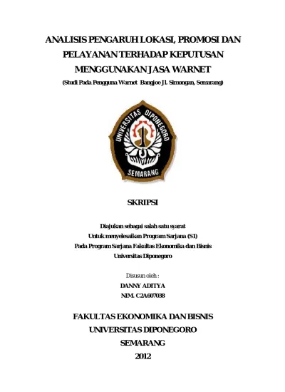 ANALISIS PENGARUH LOKASI, PROMOSI DANPELAYANAN TERHADAP ...