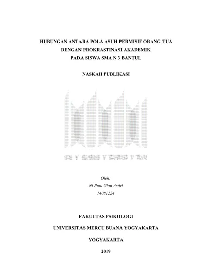 HUBUNGAN ANTARA POLA ASUH PERMISIF ORANG TUA DENGAN PROKRASTINASI ...