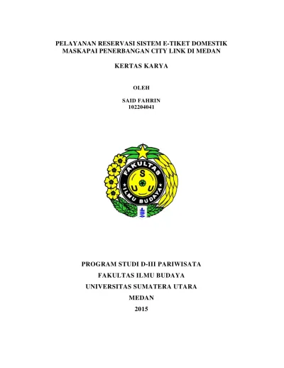 Pelayanan Reservasi Sistem E-Tiket Domestik Maskapai Penerbangan City ...