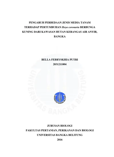 Pengaruh Perbedaan Jenis Media Tanam terhadap Pertumbuhan Setek Hoya ...