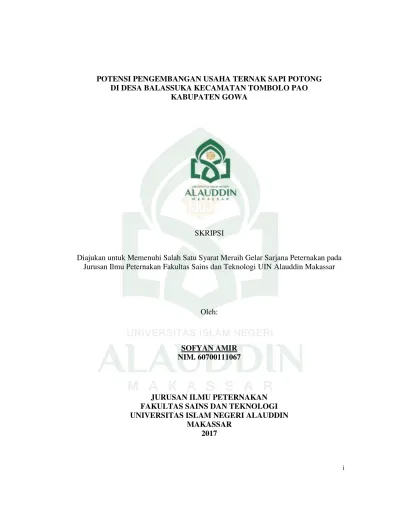POTENSI PENGEMBANGAN USAHA TERNAK SAPI POTONG DI DESA BALASSUKA ...