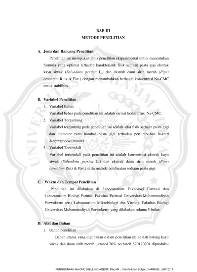 BAB III METODE PENELITIAN A. Jenis dan Rancang Penelitian - PENGGUNAAN ...