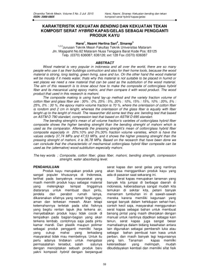 Karakteristik Kekuatan Bending Dan Kekuatan Tekan Komposit Serat Hybrid ...