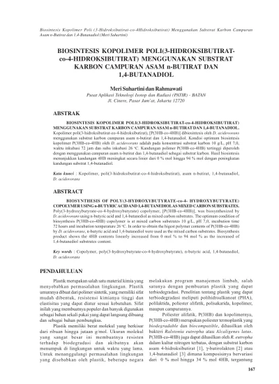 Biosintesis Kopolimer Poli(3-hidroksibutirat-co-4-hidroksibutirat ...