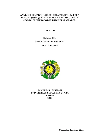 Analisis Cemaran Logam Berat Pb dan Cd Pada Sotong (Sepia sp ...