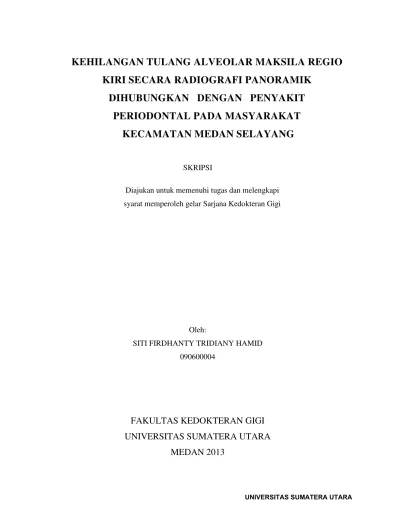 Kehilangan Tulang Alveolar Maksila Regio Kiri Secara Radiografi ...