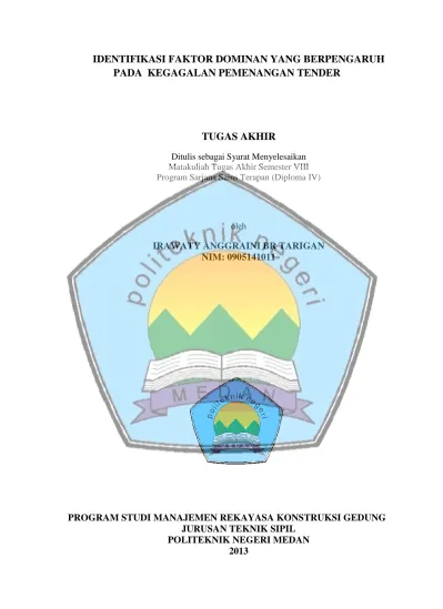 IDENTIFIKASI FAKTOR DOMINAN YANG BERPENGARUH PADA KEGAGALAN PEMENANGAN ...