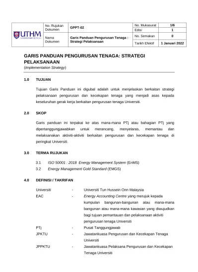 GARIS PANDUAN PENGURUSAN TENAGA: STRATEGI PELAKSANAAN