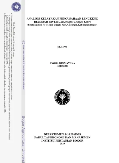 ANALISIS KELAYAKAN PENGUSAHAAN LENGKENG DIAMOND RIVER (Dimocarpus ...