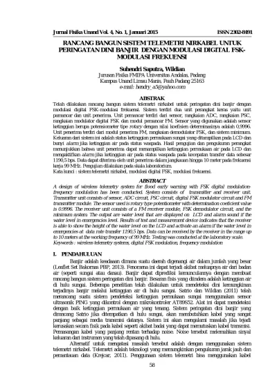 RANCANG BANGUN SISTEM TELEMETRI NIRKABEL UNTUK PERINGATAN DINI BANJIR ...