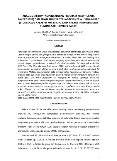 Ahmad Mualifin*, Taufiq Chaidir*, Ida Ayu Putri S* *Universitas Mataram ...