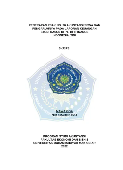 PENERAPAN PSAK NO. 30 AKUNTANSI SEWA DAN PENGARUHNYA PADA LAPORAN ...