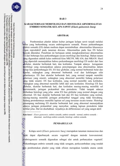 BAB 3. KARAKTERISASI MORFOLOGI DAN HISTOLOGI ABNORMALITAS EMBRIO ...
