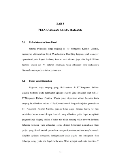 BAB 3 PELAKSANAAN KERJA MAGANG