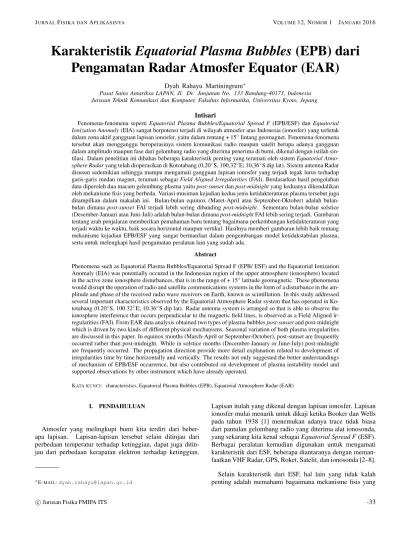 Karakteristik Equatorial Plasma Bubbles (EPB) dari Pengamatan Radar ...