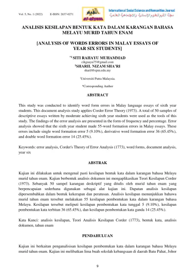 ANALISIS KESILAPAN BENTUK KATA DALAM KARANGAN BAHASA MELAYU MURID TAHUN ...