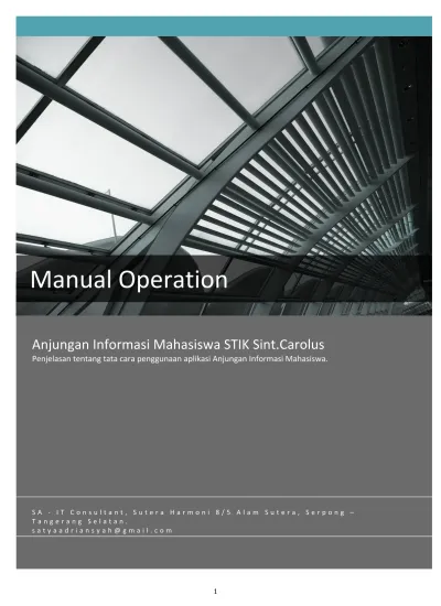 Manual Operation. Anjungan Informasi Mahasiswa STIK Sint.Carolus ...