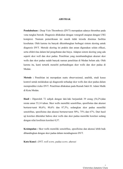 Perbedaan Akurasi Skor Wells Dengan Skor Padua Dalam Diagnosis Deep ...