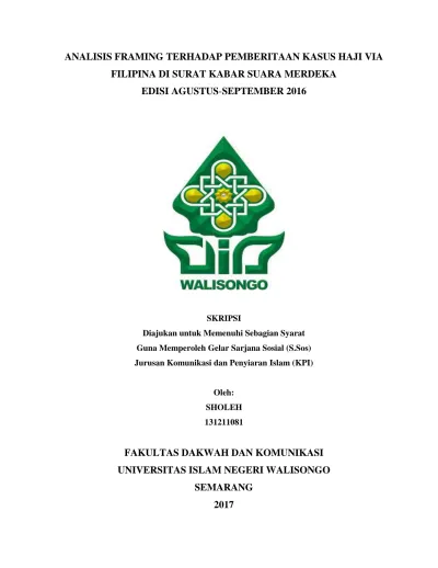 ANALISIS FRAMING TERHADAP PEMBERITAAN KASUS HAJI VIA FILIPINA DI SURAT ...