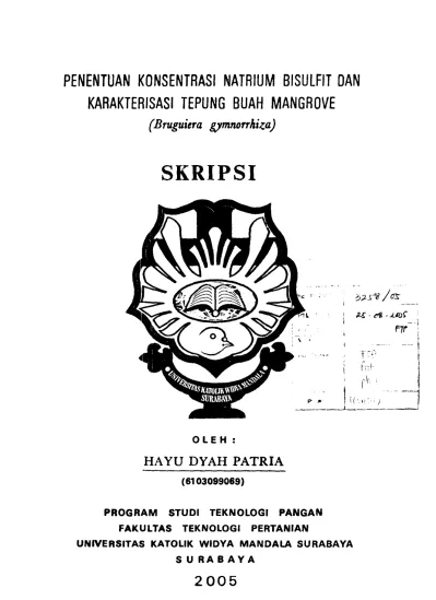 PENENTUAN KONSENTRASI NATRIUM BISUlFIT DAN KARAKTERISASI TEPUNG BUAH ...