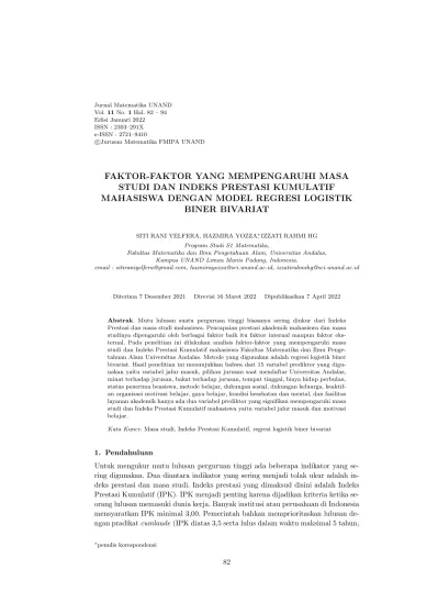 FAKTOR-FAKTOR YANG MEMPENGARUHI MASA STUDI DAN INDEKS PRESTASI ...