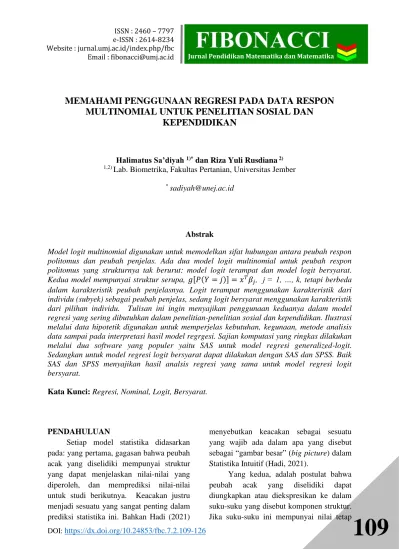 MEMAHAMI PENGGUNAAN REGRESI PADA DATA RESPON MULTINOMIAL UNTUK ...