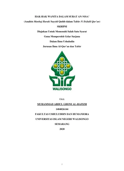 Sistematika Penulisan - HAK-HAK WANITA DALAM SURAT AN-NISA (Analisis ...