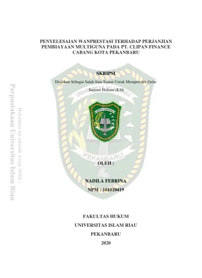 Metode Penelitian - PENYELESAIAN WANPRESTASI TERHADAP PERJANJIAN ...