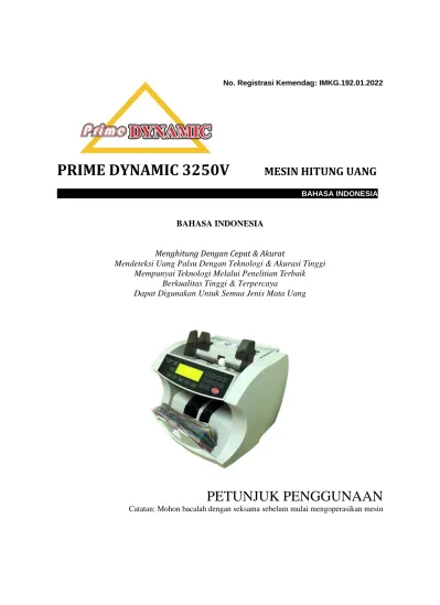 PRIME DYNAMIC 3250V. PETUNJUK PENGGUNAAN Catatan: Mohon bacalah dengan ...