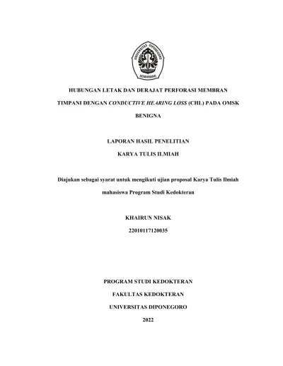 HUBUNGAN LETAK DAN DERAJAT PERFORASI MEMBRAN TIMPANI DENGAN CONDUCTIVE ...