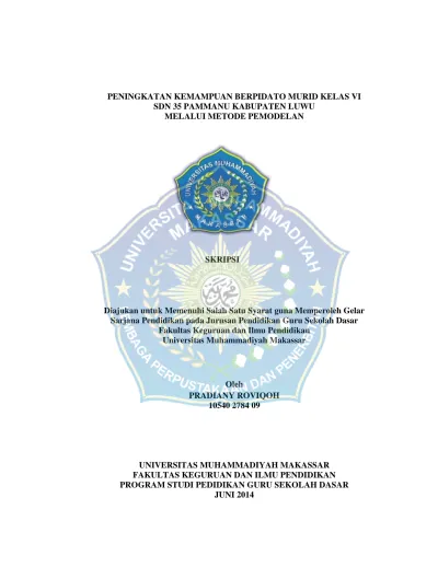 PENINGKATAN KEMAMPUAN BERPIDATO MURID KELAS VI SDN 35 PAMMANU KABUPATEN ...