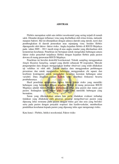 HUBUNGAN FAKTOR - FAKTOR RISIKO PENYEBAB TERJADINYA FLEBITIS DENGAN ...
